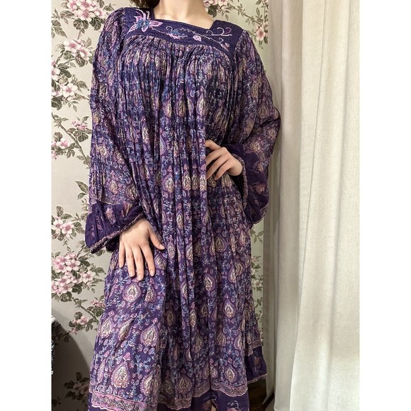 Phool | Dresses | Rare Vtg Phool 7s Purple Beads Retro Puff Sleeves ...